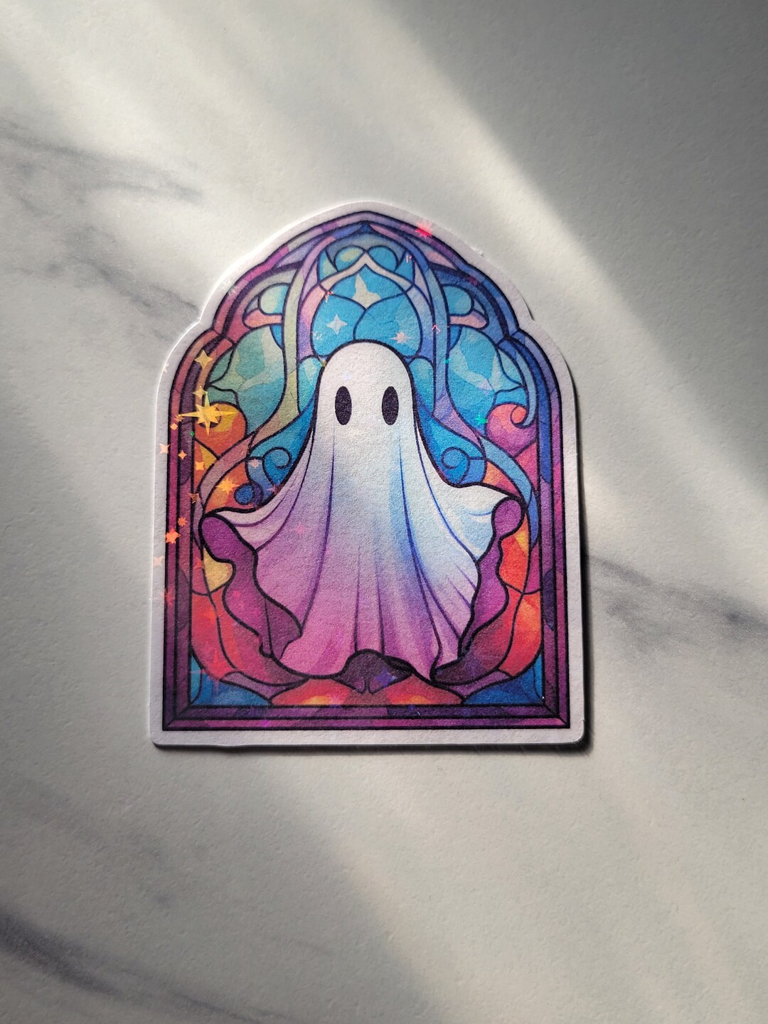Holo Stained Glass Ghost Sticker - Etsy