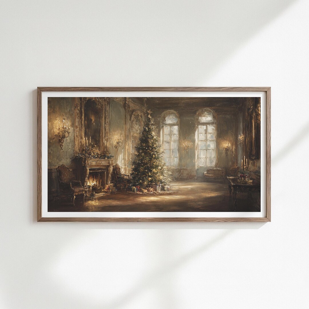 Vintage Christmas Fireplace Painting for Samsung Frame TV (digital ...