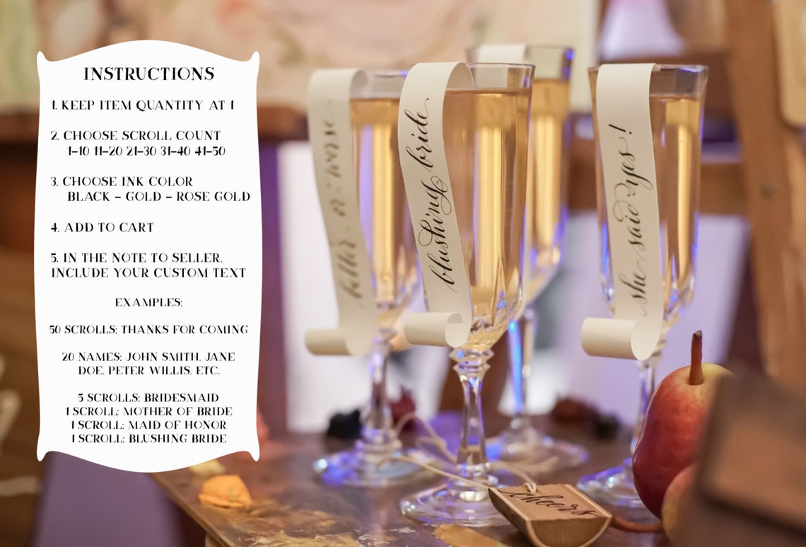 Custom Calligraphy Paper Scrolls Handwritten Party Favors - Etsy