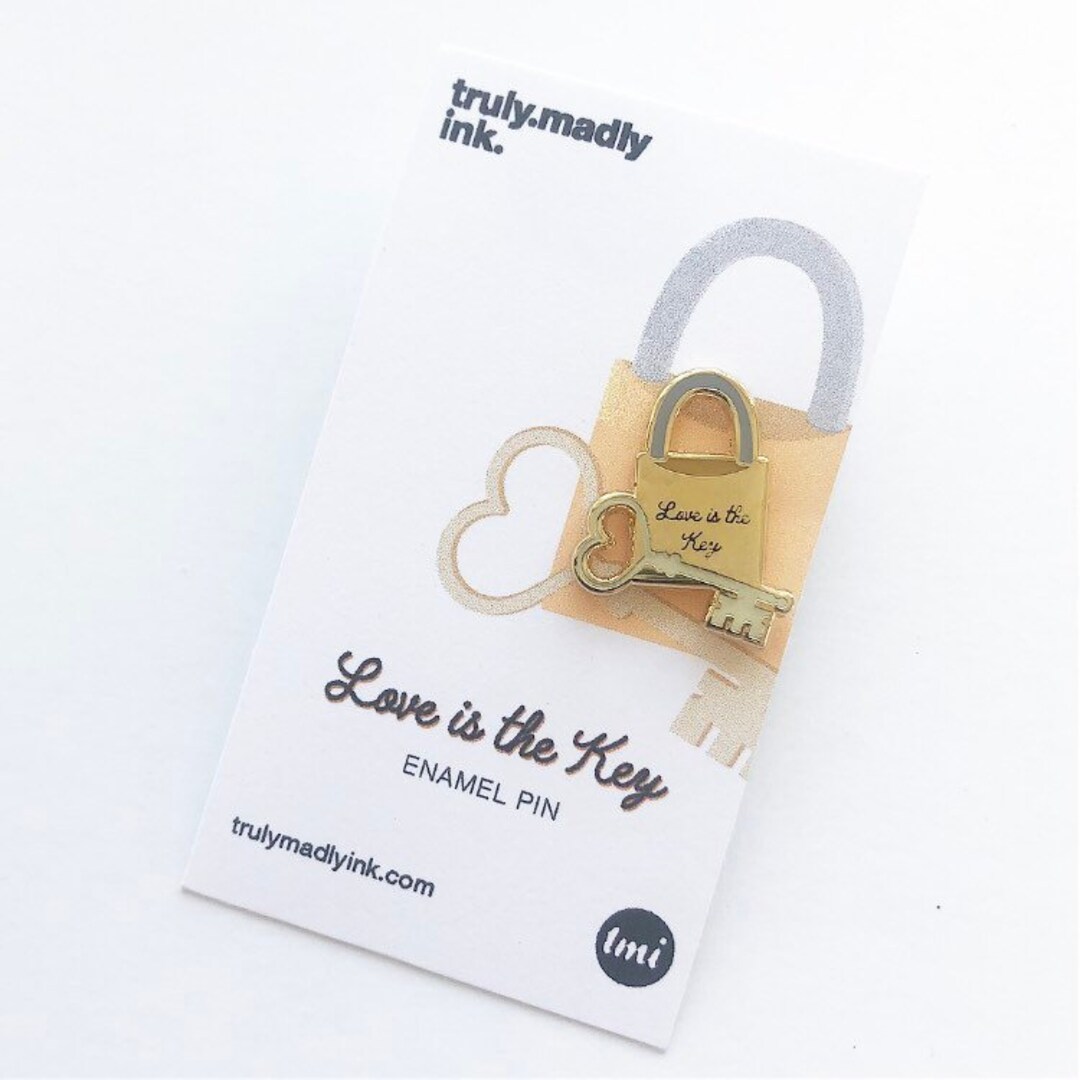 Lock and Key Enamel Pin, Love is They Key Enamel Lapel, Custom Lapel ...