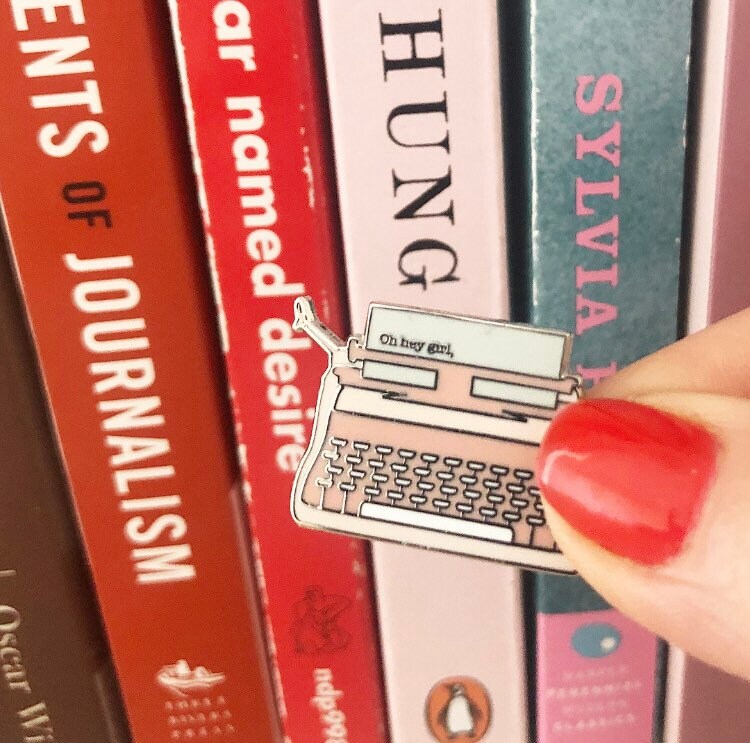 Pink Typewriter Enamel Pin, Hey Girl Enamel Pin, Ryan Gosling Hey Girl ...