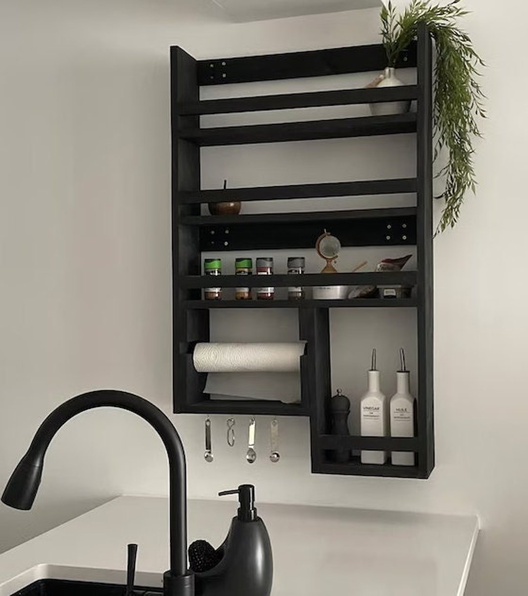 Esseno Spice Rack Solid Wood Spice Rack Kitchen Organizer Utensil ...