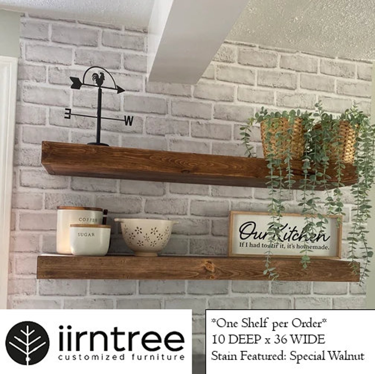 Wood Floating Shelf 3-inches Thick 10-inch Deep Rustic - Etsy