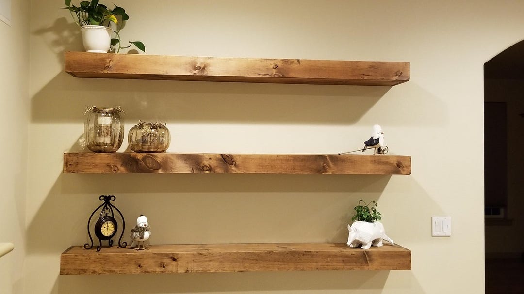 Wood Floating Shelves 3-inches Thick | 14-inches Deep| Rustic Shelf ...