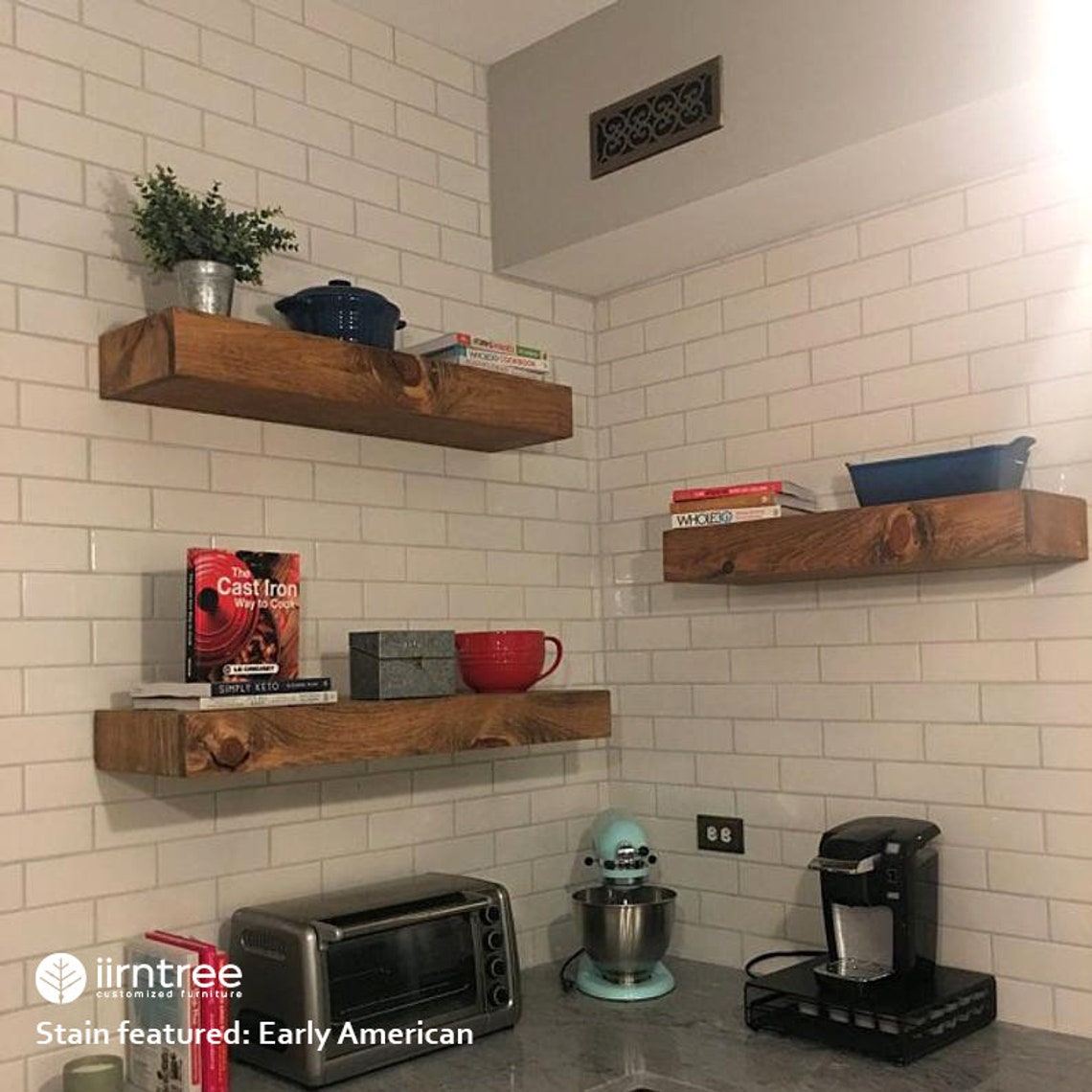 Wood Floating Shelf 3-Inches Thick 8-inch deep Rustic | Etsy