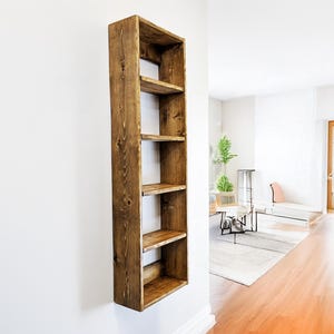 Natural Wood Wall Bookshelf | Rustic Wall-mounted Shelf | Handmade ...