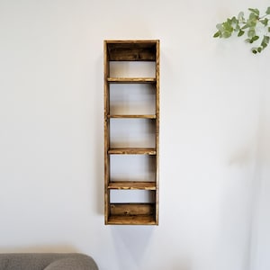 Natural Wood Wall Bookshelf | Rustic Wall-mounted Shelf | Handmade ...