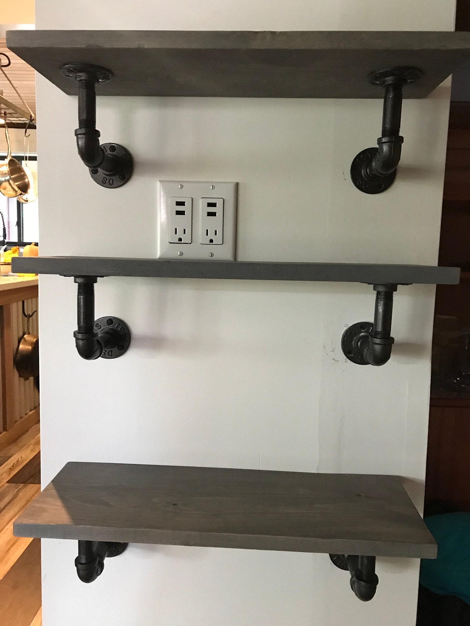 Simple Pipe Wall Shelf Rustic Industrial Pipe Shelf Floating Shelves ...