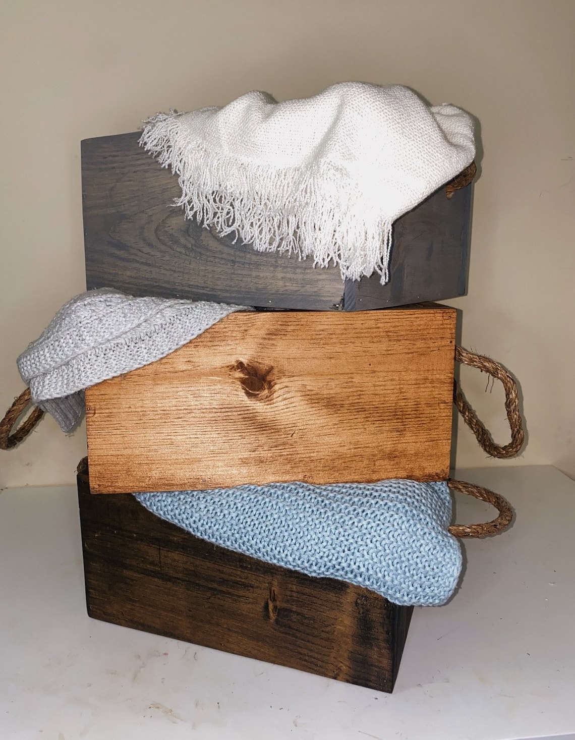 Farmhouse Storage Box Wooden Box Rope Handles Wooden - Etsy