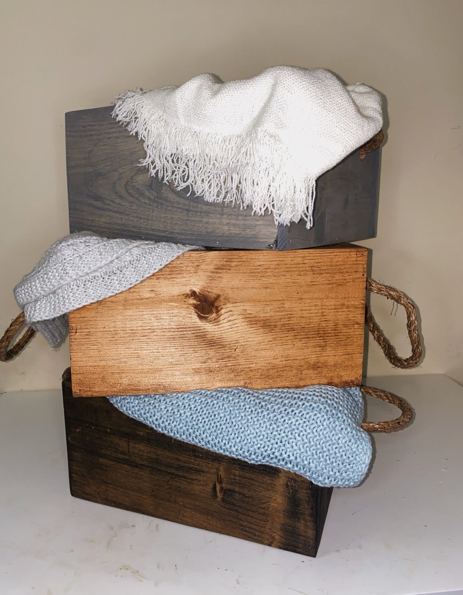 Farmhouse Storage Box Wooden Box Rope Handles Wooden - Etsy