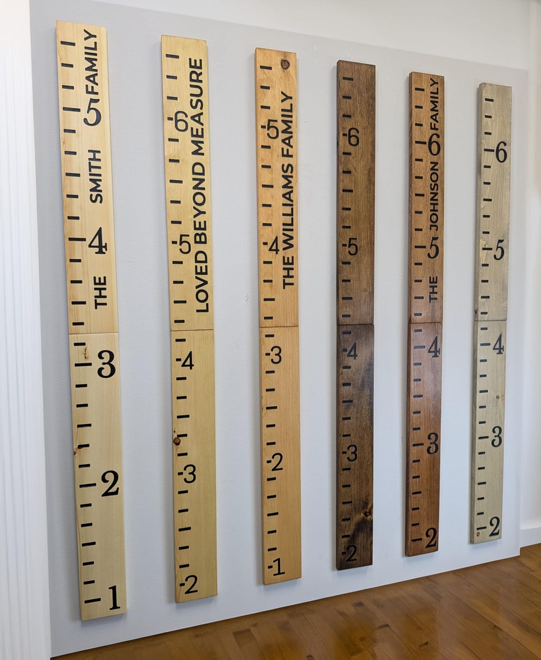 Family Name Growth Chart Ruler With Painted Engravings | Rustic Ruler ...