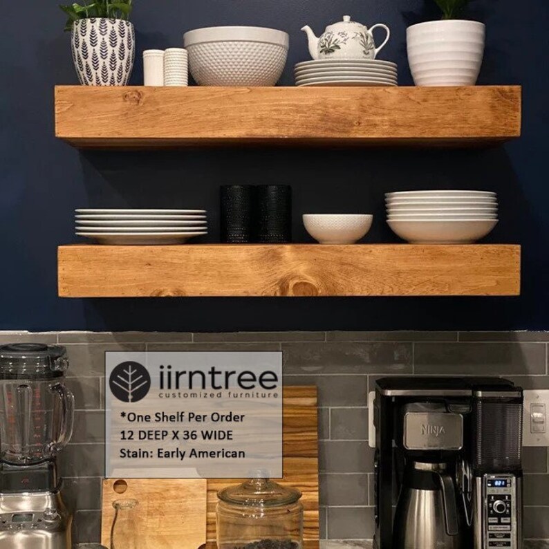 FREE SHIPPING Wood Floating Shelves 3-inches Thick - Etsy