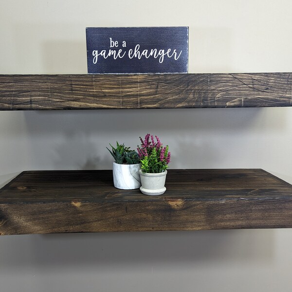 Rustic Distressed Wood Shelf - Etsy