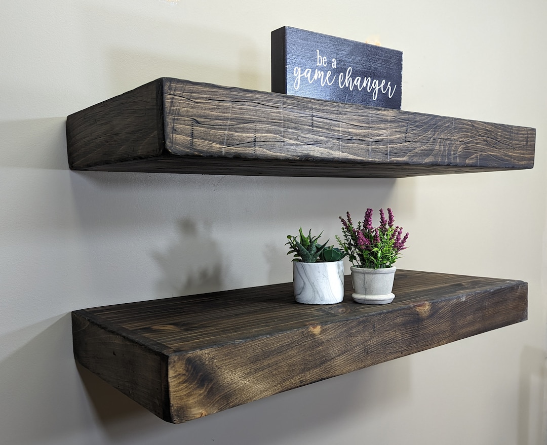 Distressed Wood Floating Shelves | 10" Deep - 3" Thick | Weathered ...