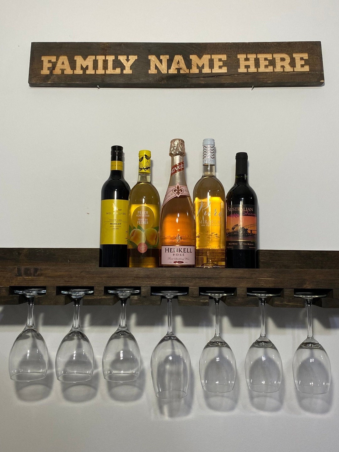 Wood Floating Wine Rack | Wine Rack Holder | Rustic Floating Bar Shelf ...