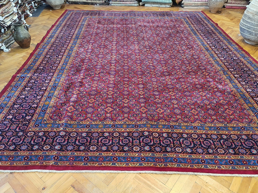 Red and Blue Persian Area Rug 10 X 13 Ft Vintage Turkish - Etsy