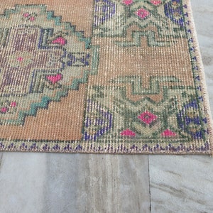 Small Pink Turkish Entryway Rug 2 X 1 Ft Pale Distressed - Etsy