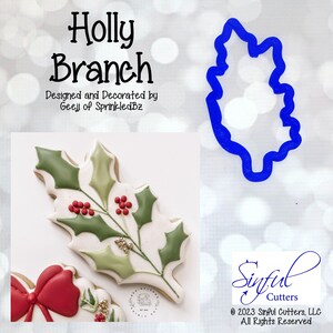 STL File 4 Holly Branch Print at Home Christmas Cookie Cutter / Fondant ...