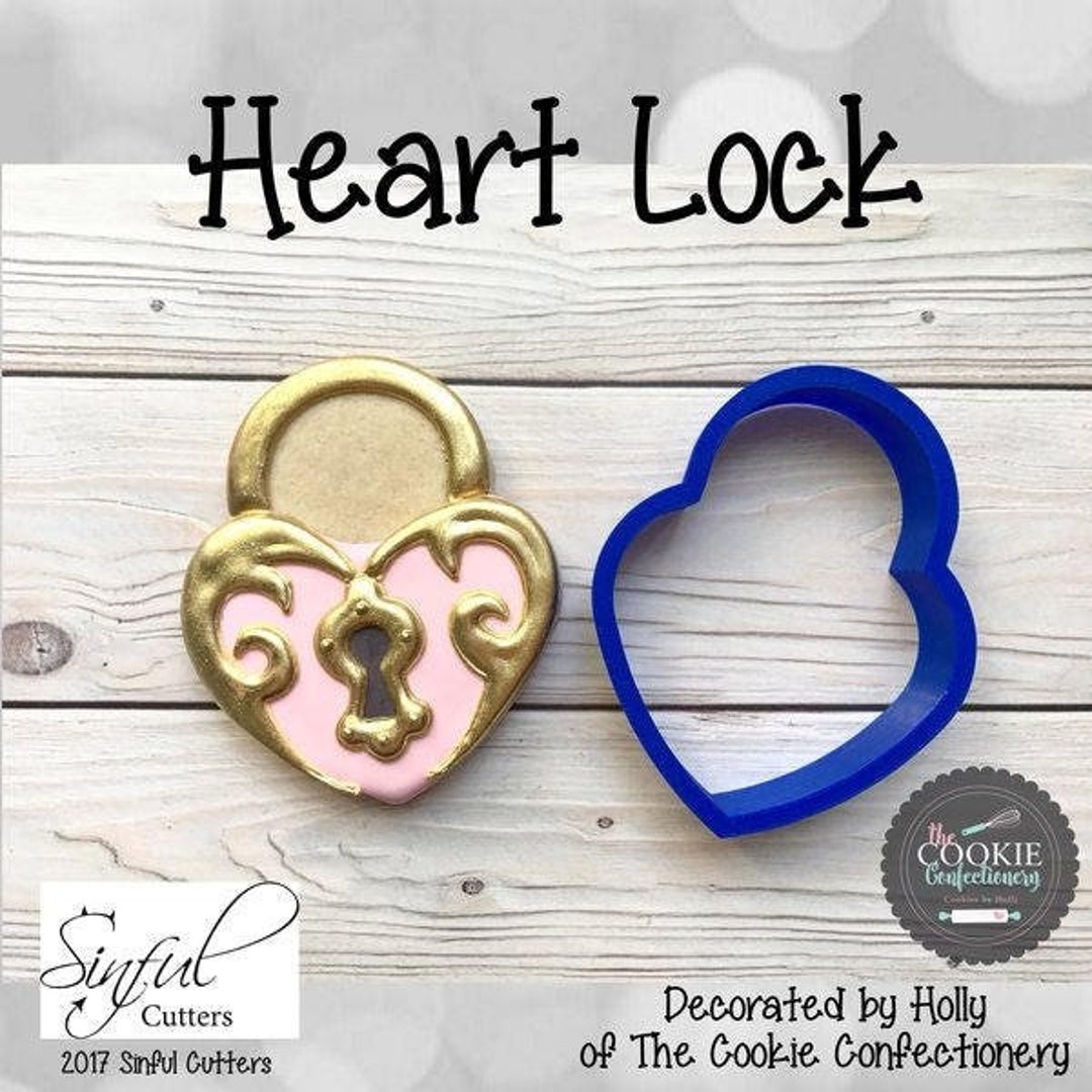 Heart Lock Cookie Cutter STL Files: Valentine's, Love, Wedding, Baking ...