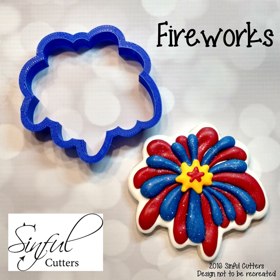 STL File 4 Fireworks Print at Home Cookie Cutter - Etsy