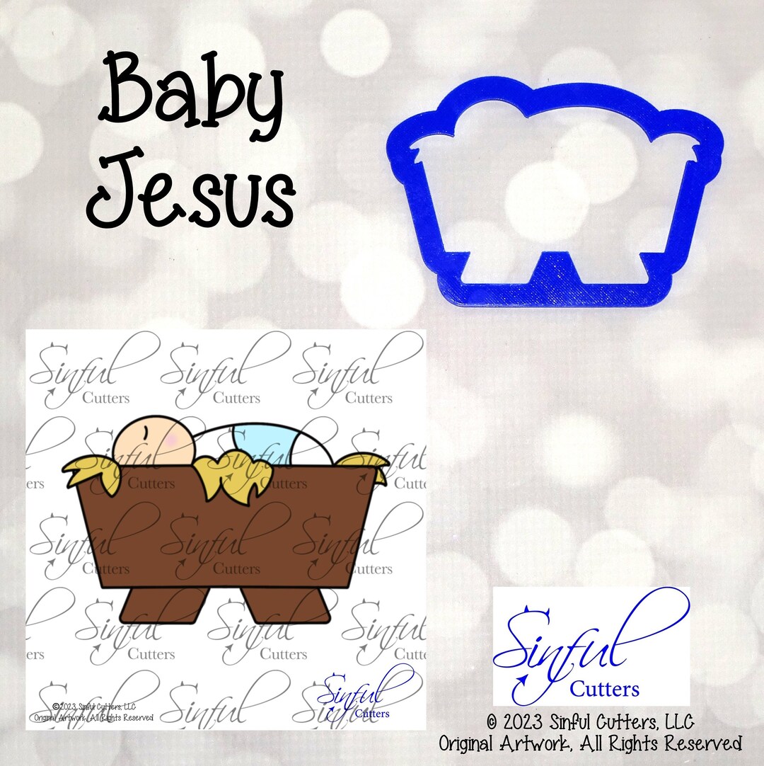 Baby Jesus Cookie Cutter Stls & PNG Clipart: 2 Sizes Nativity, Baking ...