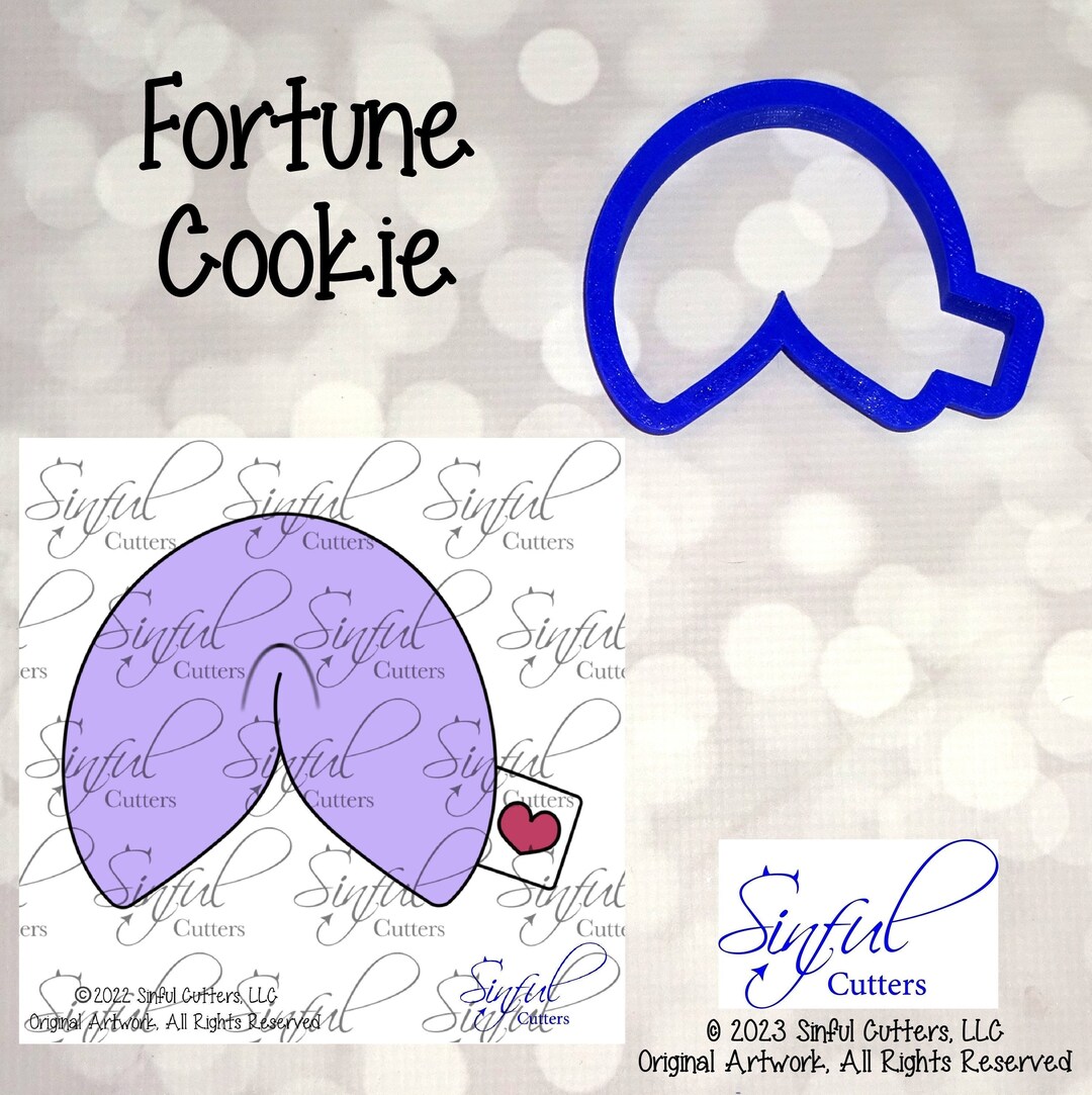 STL & PNG Files 2 Mini Fortune Cookie Print at Home Valentine Cookie ...