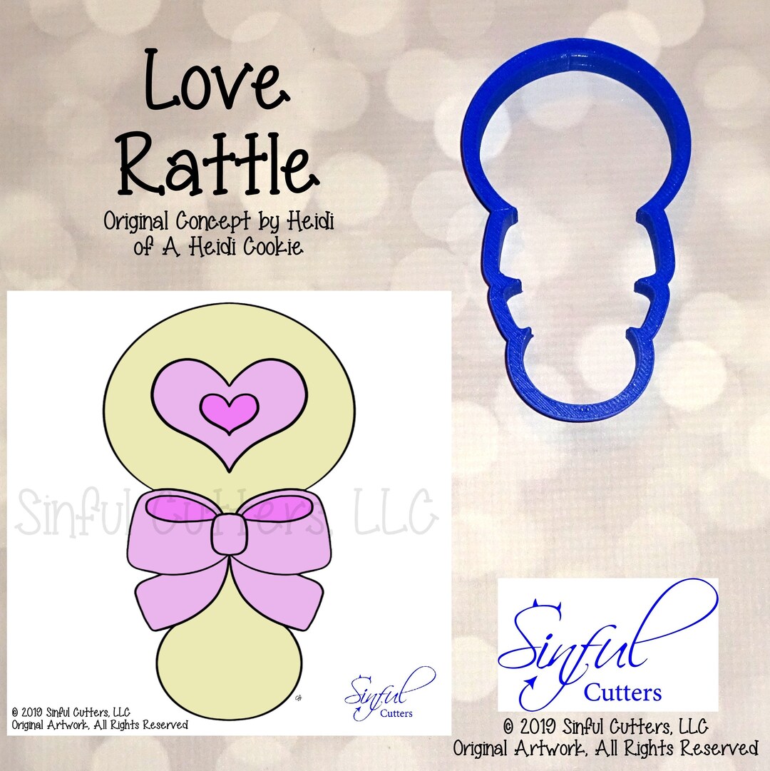 Love Rattle 3" Cookie Cutter STL File & PNG Clipart, Print at Home ...