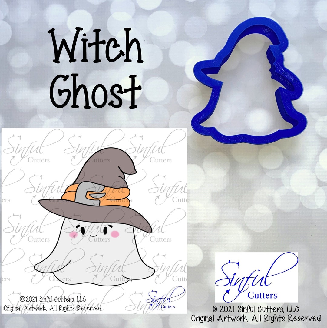 Witch Ghost Cookie Cutter Stls & PNG Clipart: Halloween Baking (4 Sizes ...