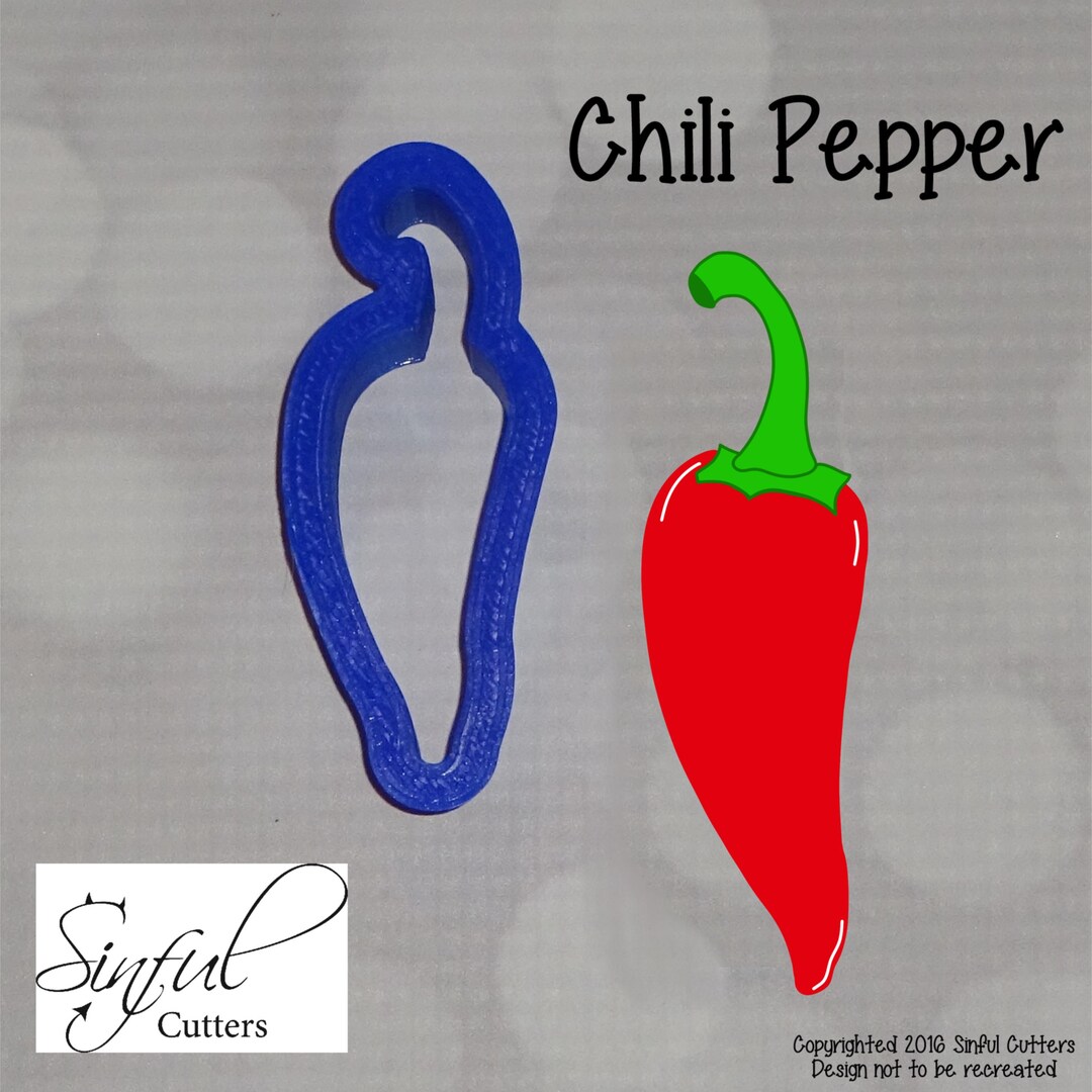 Chili Pepper Cookie Cutter STL Files & PNG Clipart: Spicy, Baking, 3d ...