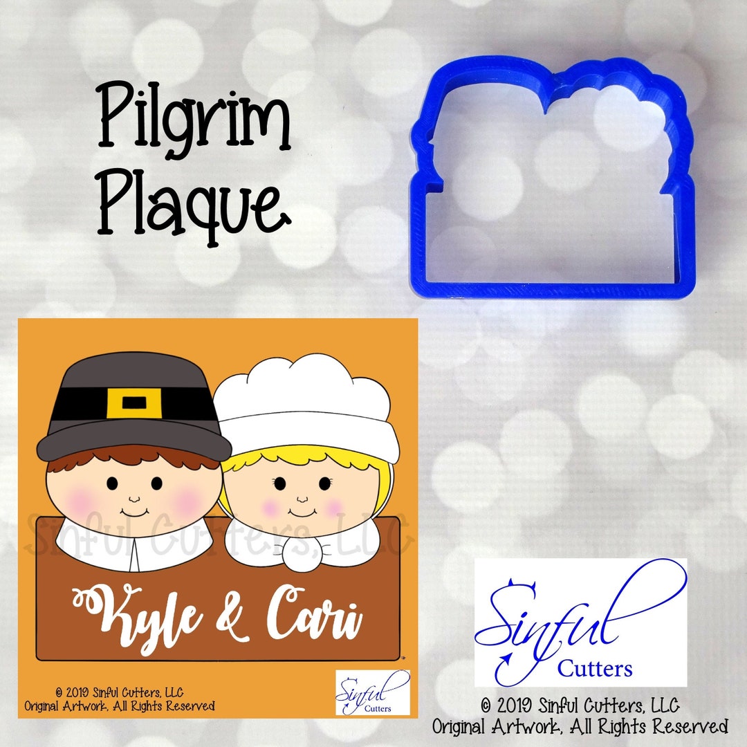 STL & PNG Files 4 Pilgrim Plaque Print at Home Thanksgiving Cookie ...