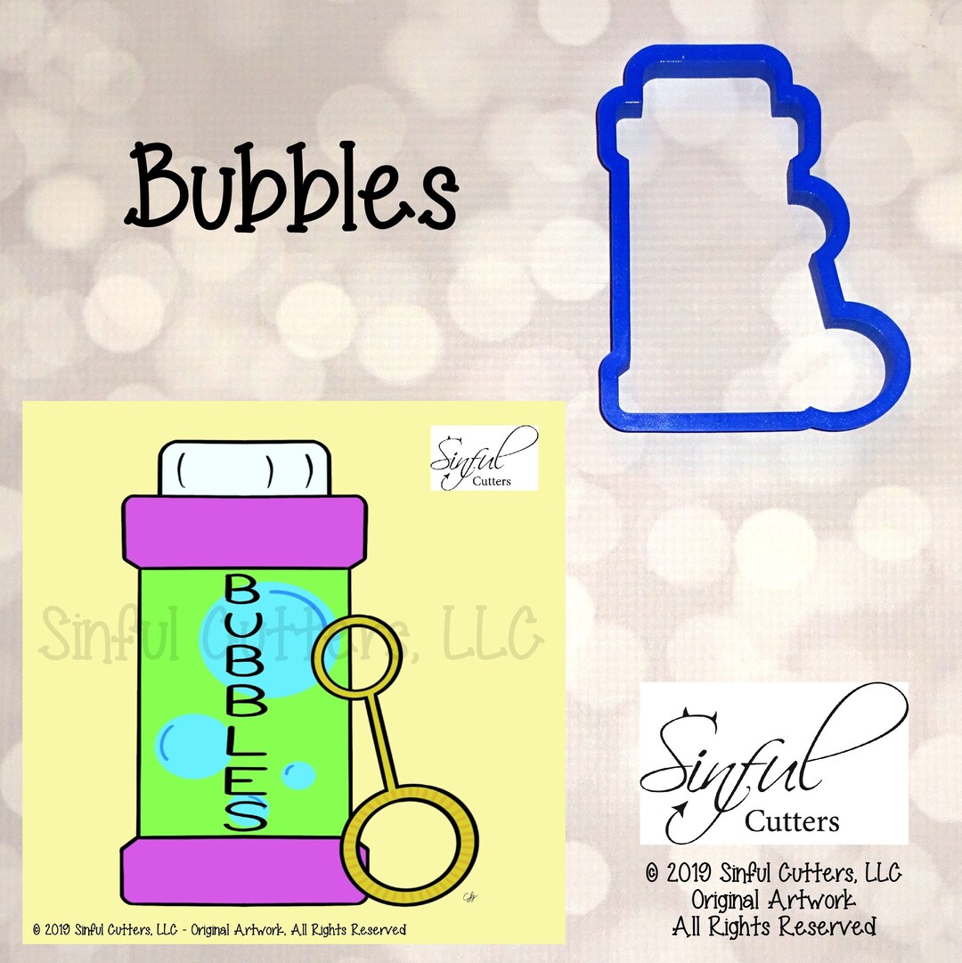 Bubbles 5" Cookie Cutter STL File & PNG Clipart, Print at Home, Fondant ...
