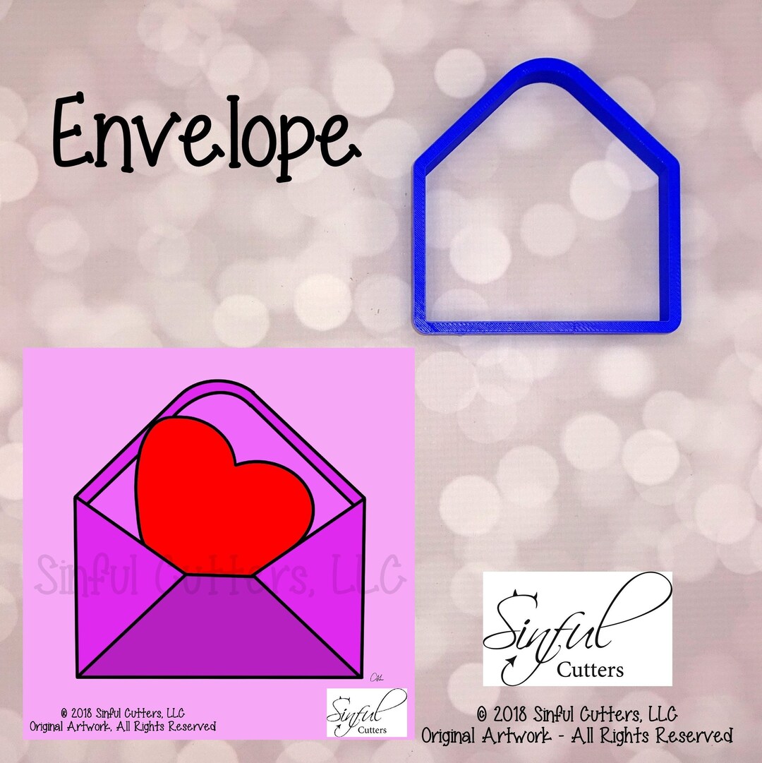 Envelope 5 Cookie Cutter STL File & PNG Clipart Print at Home Valentine ...