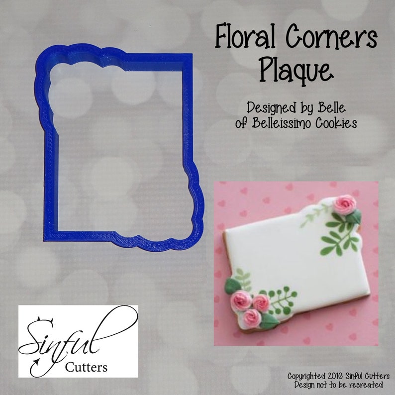 Floral Corners Plaque Cookie / Fondant Cutter - Etsy