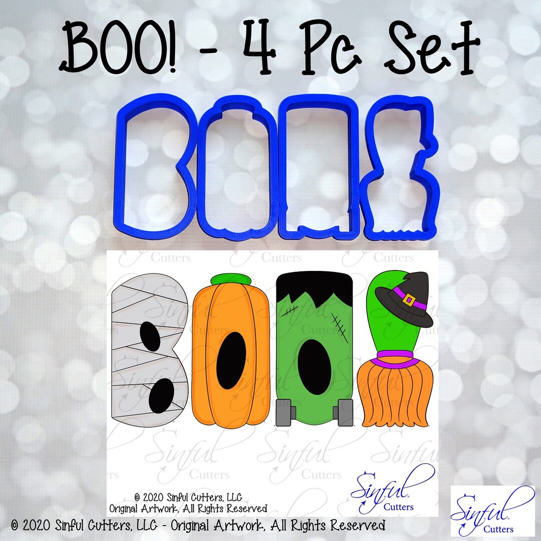 BOO! Cookie Cutter STL Files & PNG Clipart: Pumpkin, Mummy ...