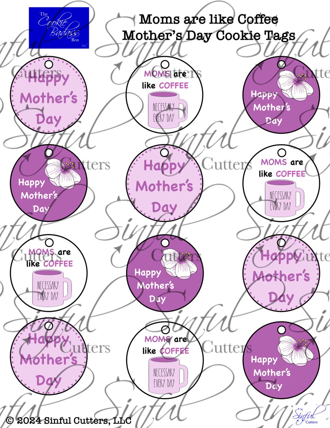 Happy Mother's Day 2" Round Printable Gift Tags, Instant Download PDF ...