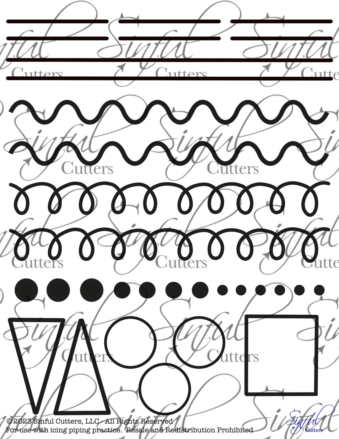 Royal Icing Practice Sheet 8.5 X 11 Instant Download PDF Printable File ...