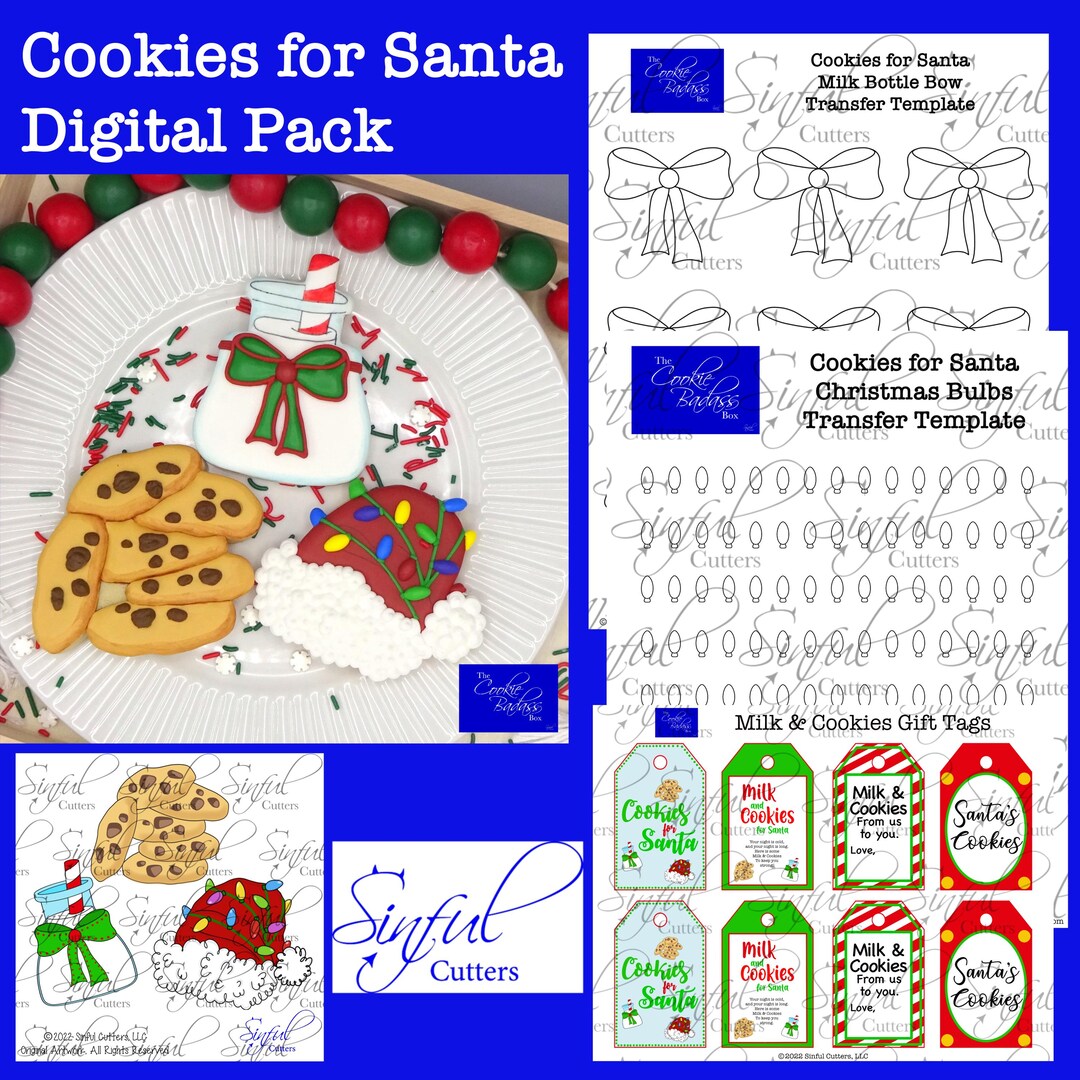 Digital Pack - Cookies for Santa Cookie Cutter Stls, PNG Clipart, PDF ...
