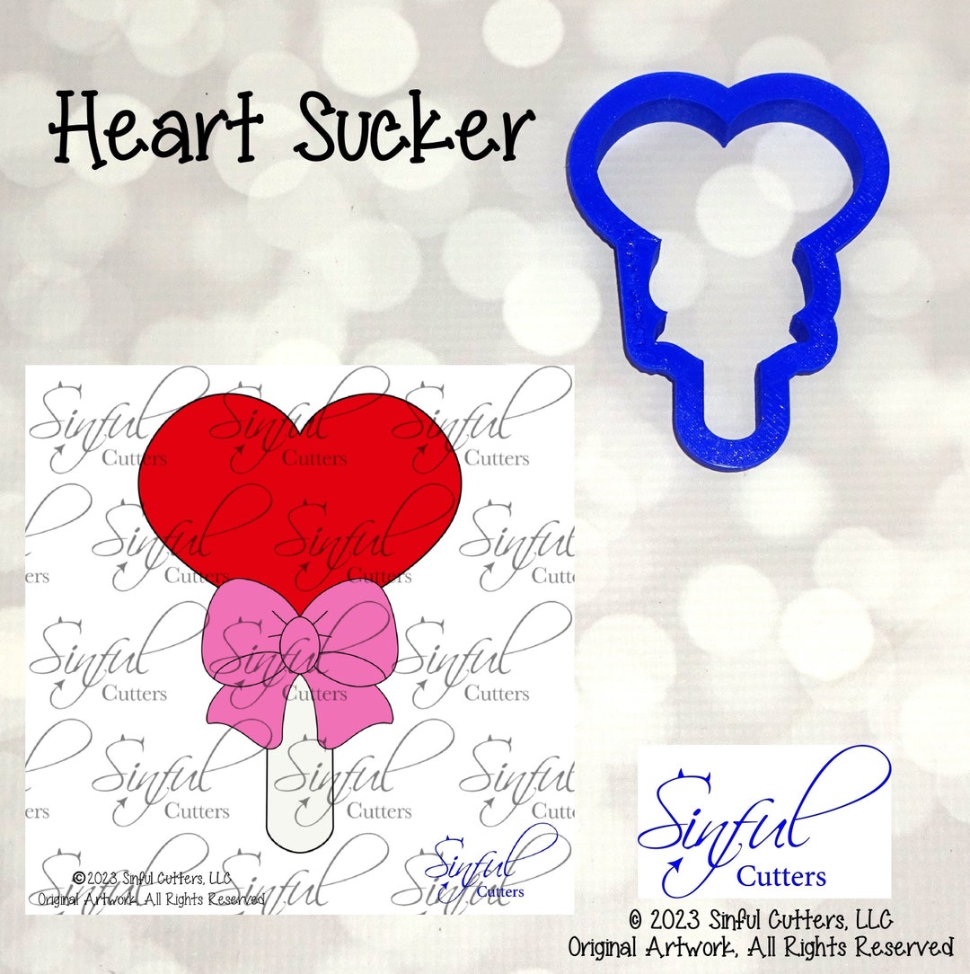 STL & PNG Files 3 Heart Sucker Print at Home Valentine Cookie Cutter ...
