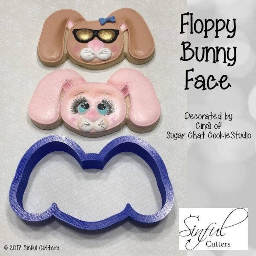 Floppy Bunny Face 4" Cookie Cutter STL Filel, Print at Home, Easter ...