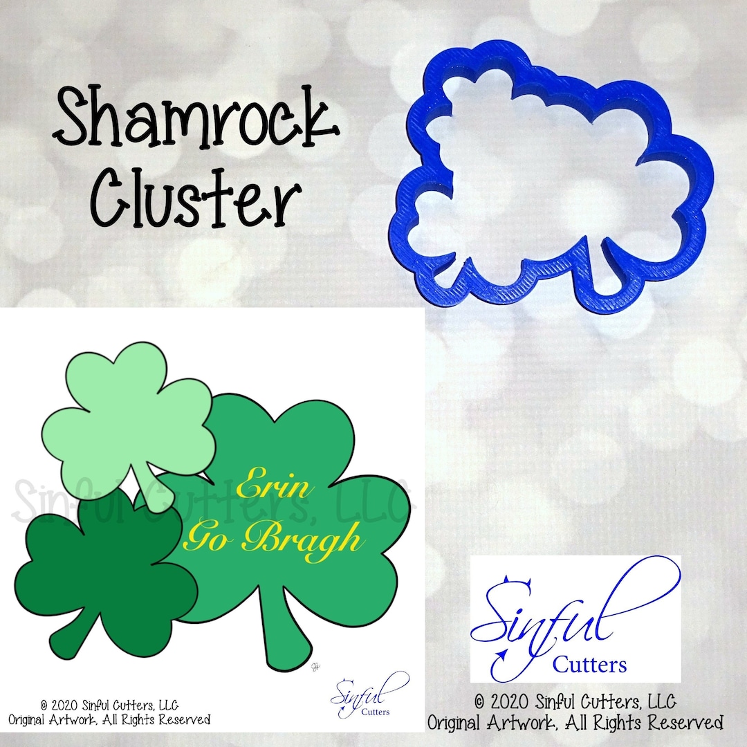Shamrock Cluster Cookie Cutter STL & PNG Files: 3 Sizes, St. Patrick's ...