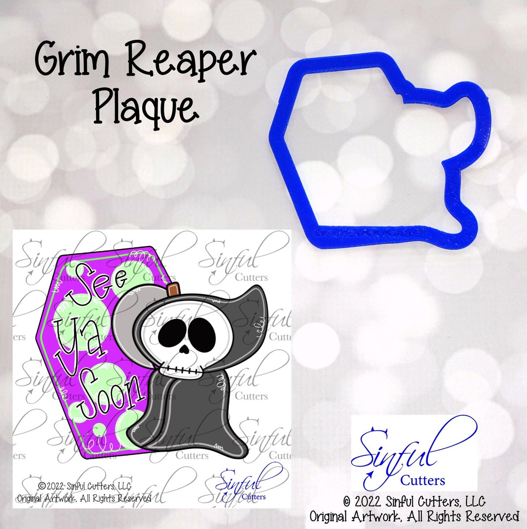 Grim Reaper Plaque 3.5" Cookie Cutter STL & PNG Clipart, Sugar Cookies ...