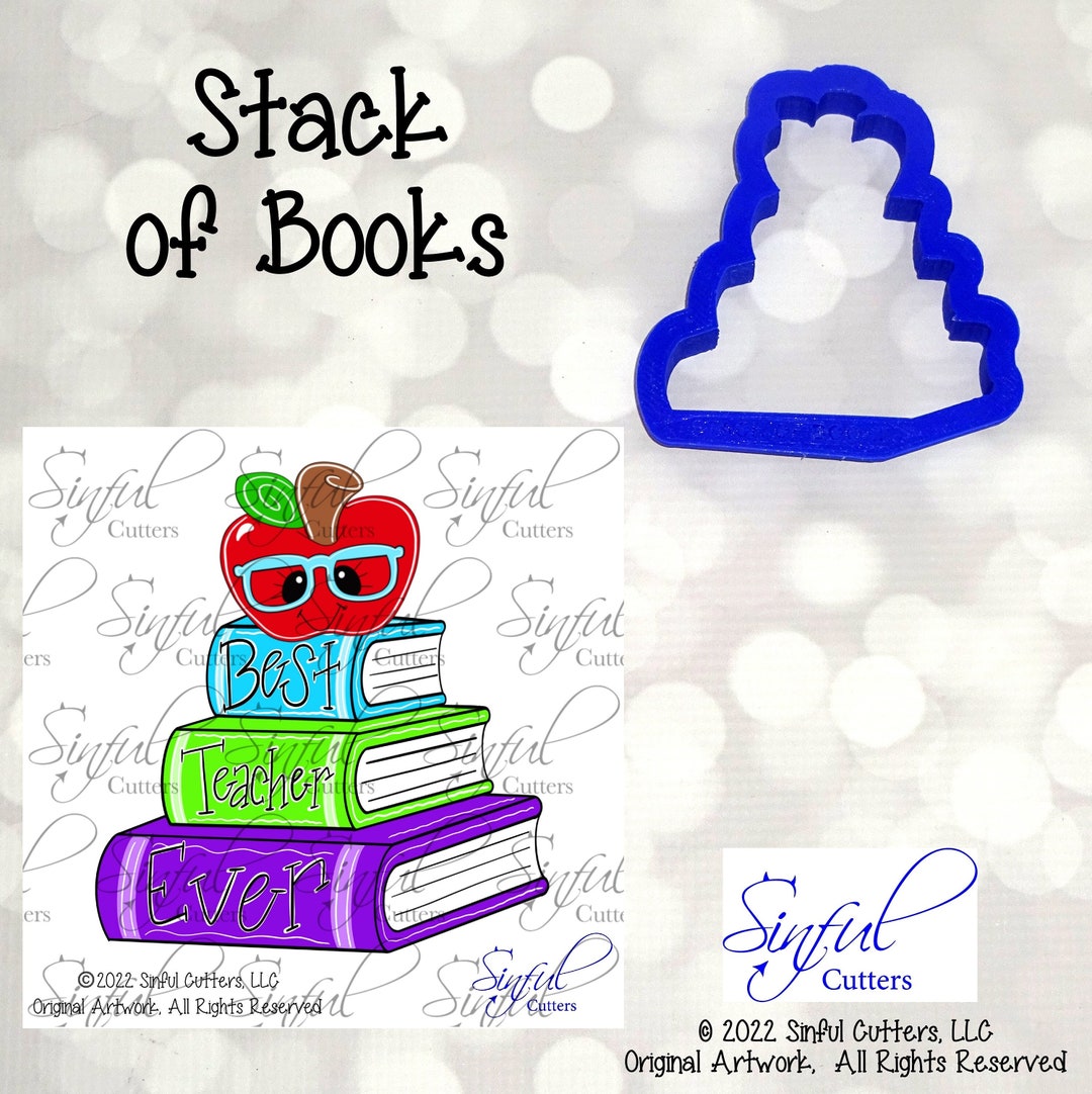 STL File ONLY 5 Stack of Books Print at Home Cookie Cutter / Fondant ...