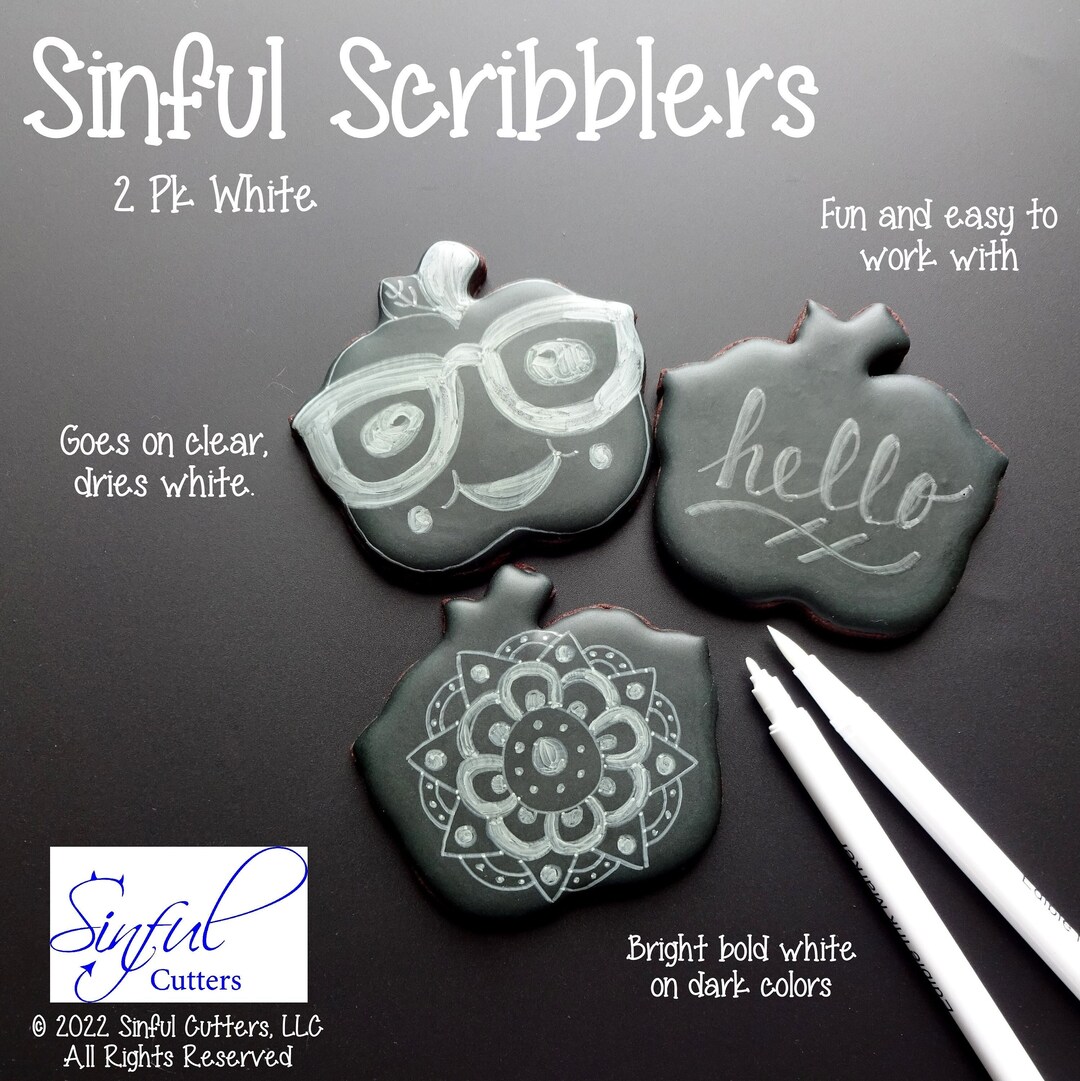 White Sinful Scribblers Fine Line / Dual Ended 2 White Pens - Etsy