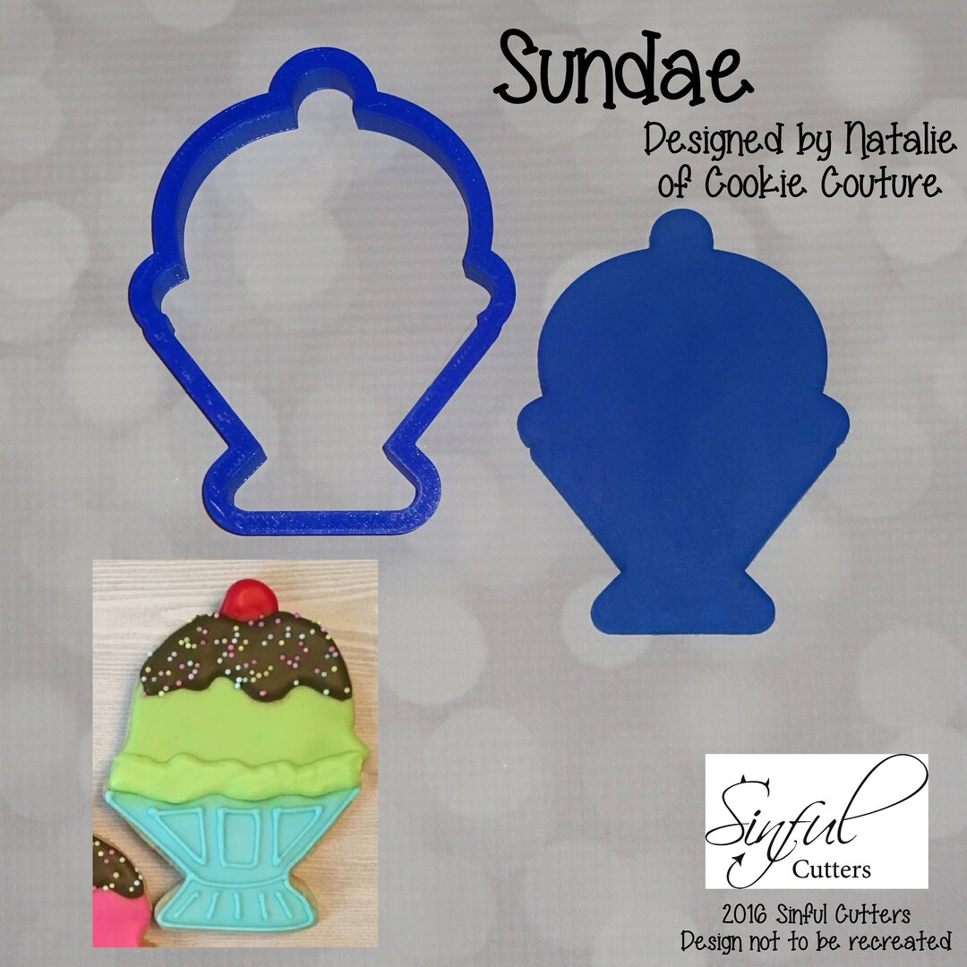 Sundae 5 Sizes Cookie Cutter STL Files, Print at Home, Sugar Cookies ...