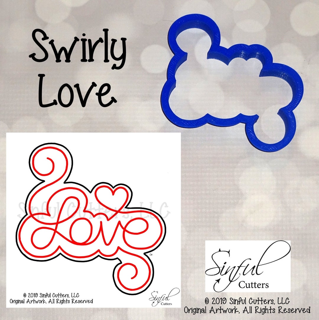 STL & PNG Files 6 Swirly Love Print at Home Valentine's Day Cookie ...