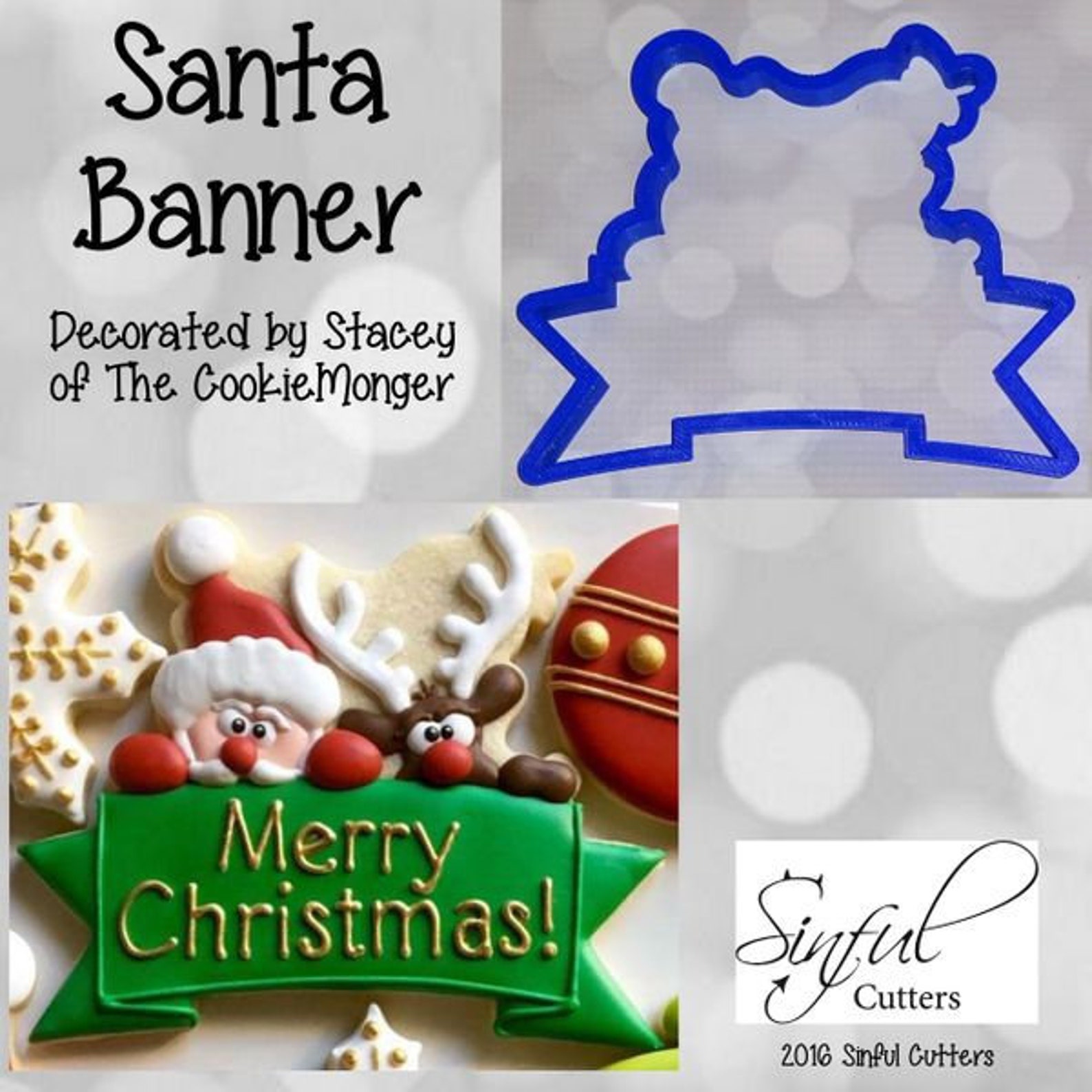 Santa Banner Cookie / Fondant Cutter - Etsy