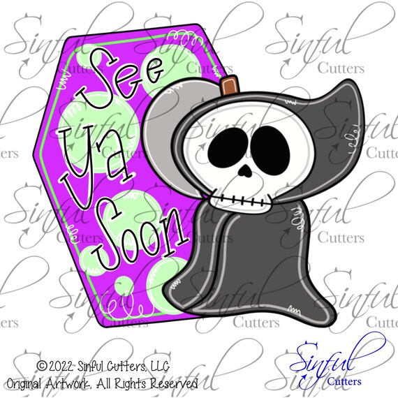 Grim Reaper Plaque Halloween Cookie Cutter / Fondant Cutter - Etsy