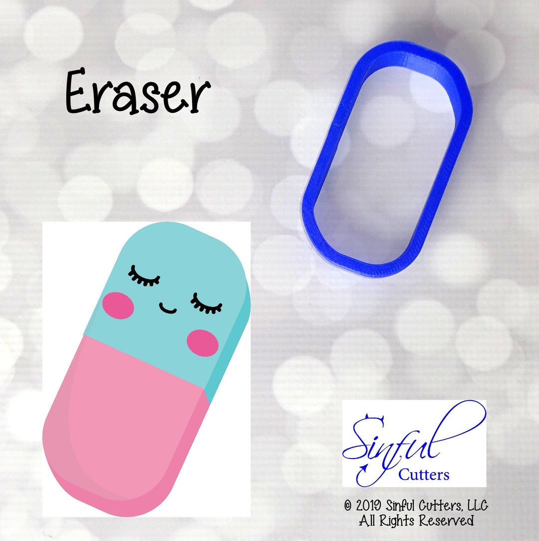 Eraser 3 Sizes Cookie Cutter STL Files Print at Home, Sugar Cookies ...