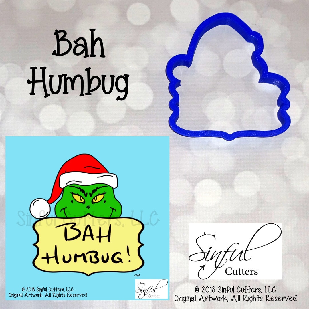 STL File 5 Bah Humbug Print at Home Christmas Cookie Cutter / Fondant ...