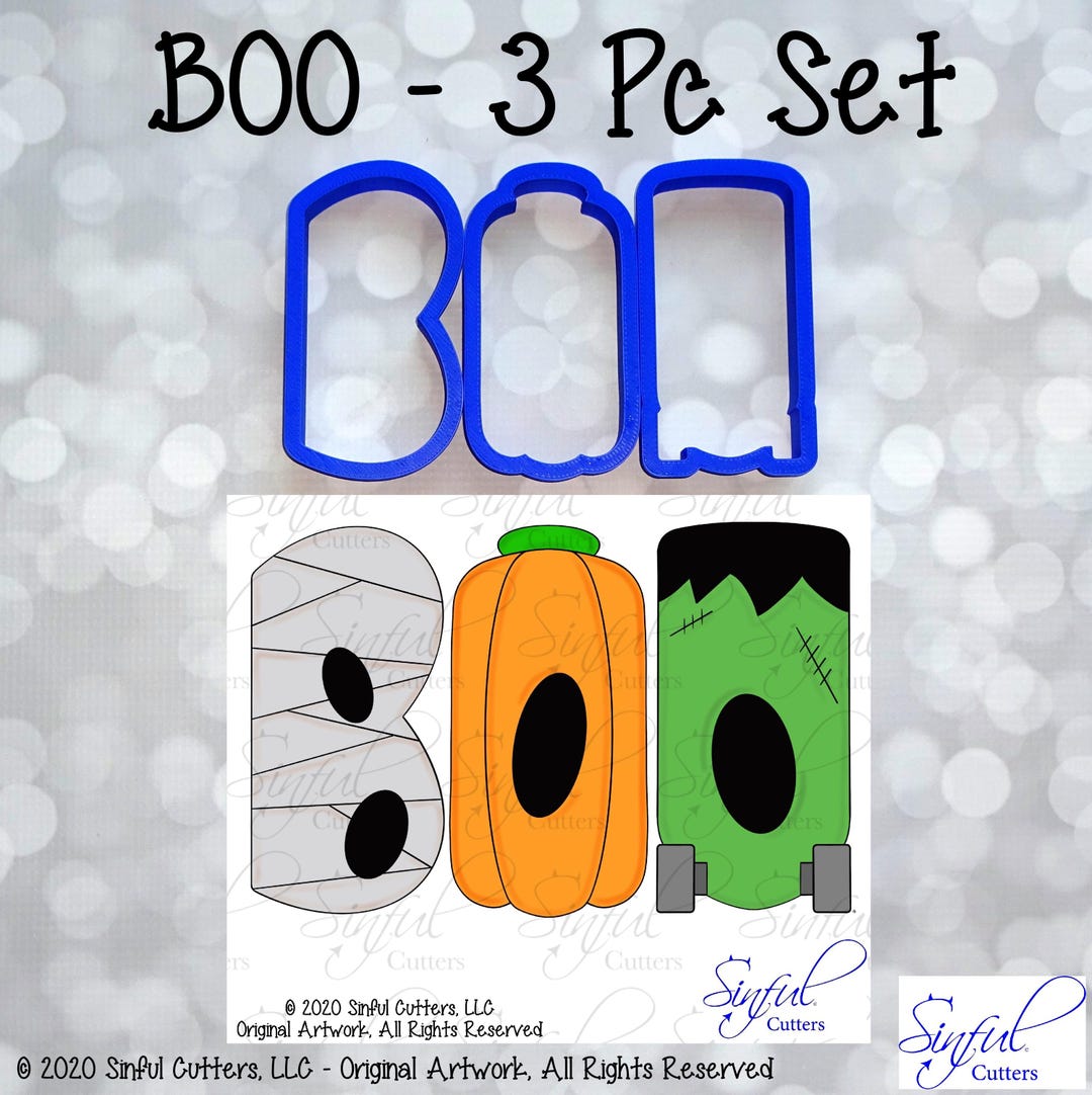 BOO Cookie Cutter STL Files: 3-pc, Halloween Baking, Mummy, Pumpkin ...
